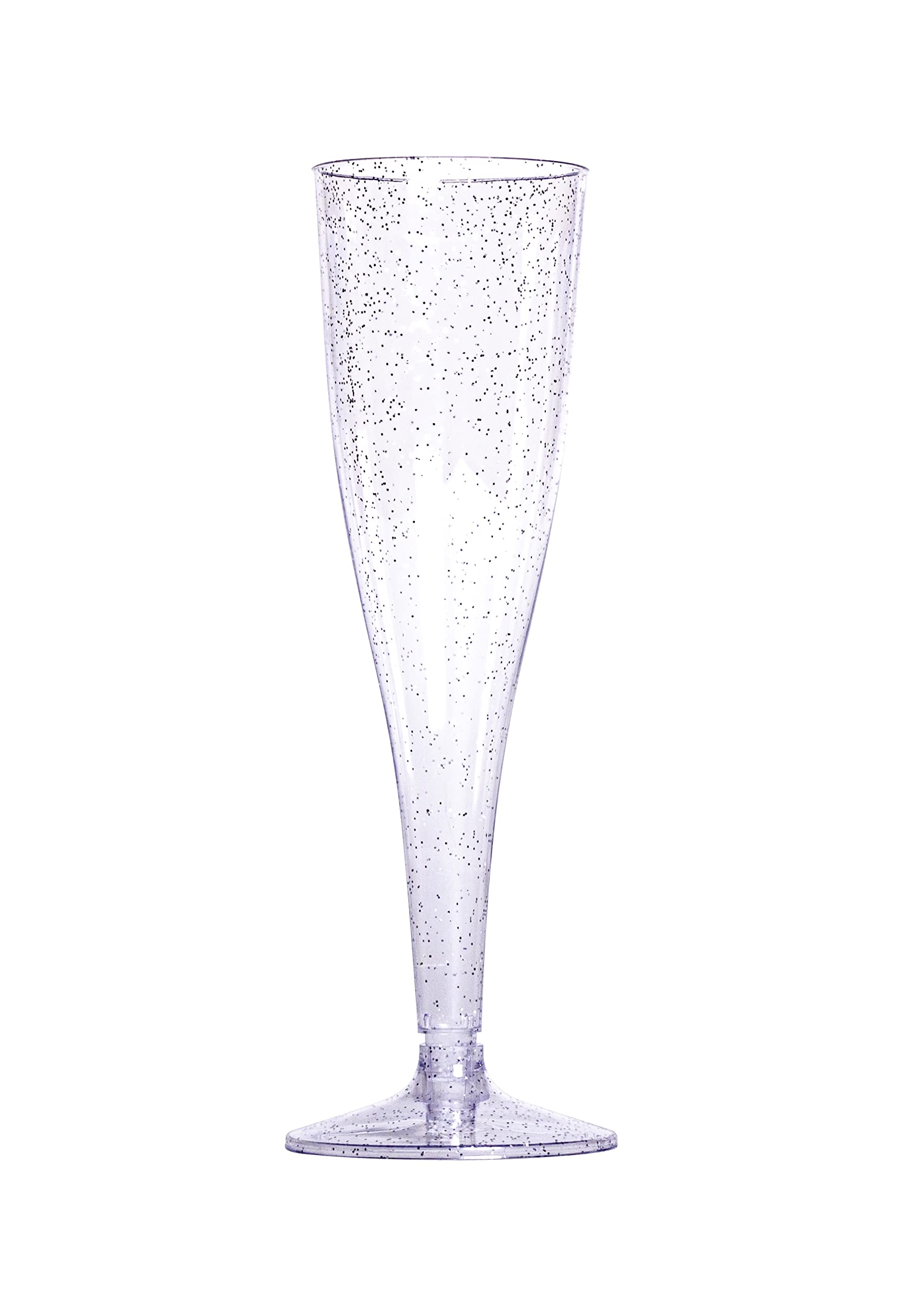 PlasticStrong Stemmed Champagne Flutes Shatterproof, Unbreakable, Reusable Plastic Champagne Flute for any occasion Set of 30 Silver Glitter wine glasses