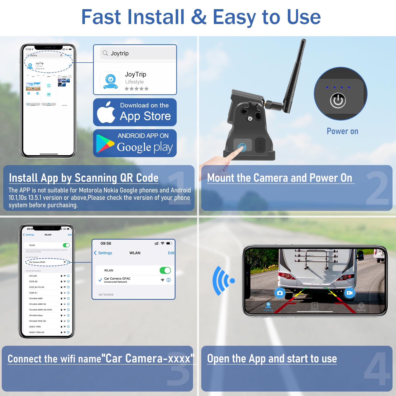 Magnetic Wireless Backup Camera, NILOGHAP Rechargeable Easy Hitching of Truck Trailer Hitch Fifth Wheels RV Camper Rear View Reverse Camera Super Night Vision HD 1080P for iPhone iPad Android