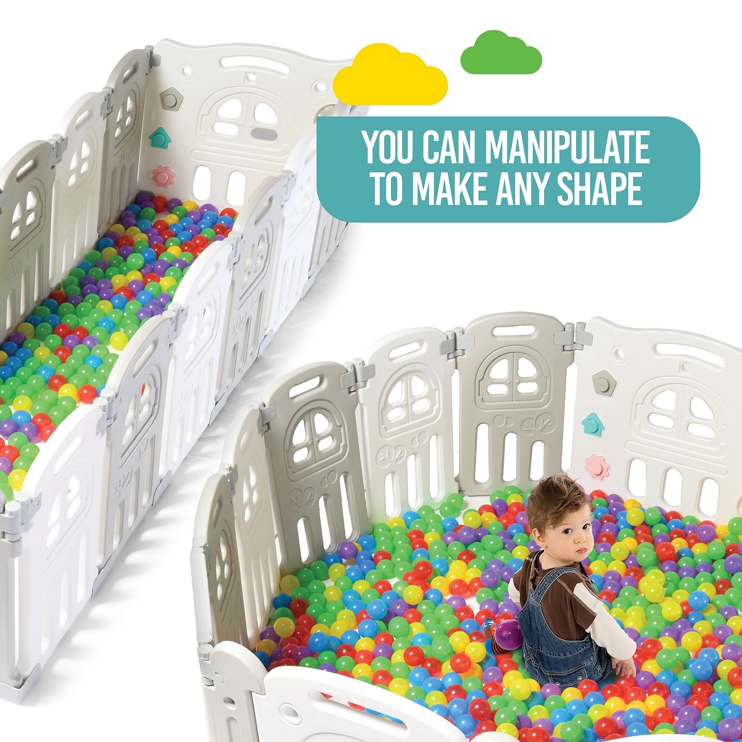 Play22 Foldable Baby Playpen 14 Panel - Kids Safety Activity Play Center - Safety Play Yard Play Pens for Babies - Safety Gates for Indoor and Outdoor Play - Adjustable Shape