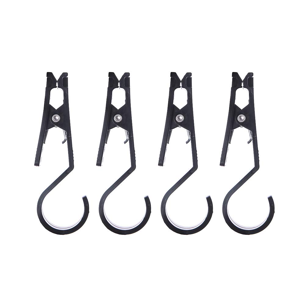 OMUKY Light Hook Multifunctional Tent Canopy Clip Outdoor Camping Equipment Accessories Practical Clothespin 4pcs (Black-4pcs)