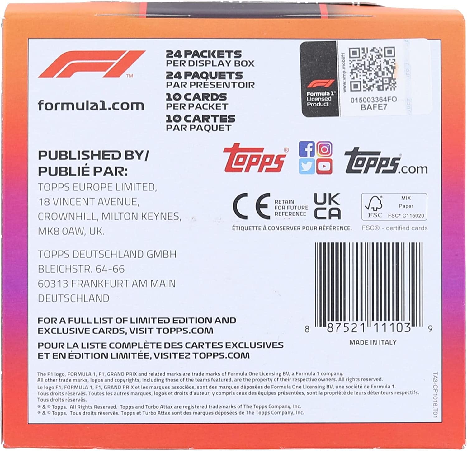 Topps - Turbo Attax Formula 1 2022 - Full Box - Official F1 Trading Cards - 240 Cards Included