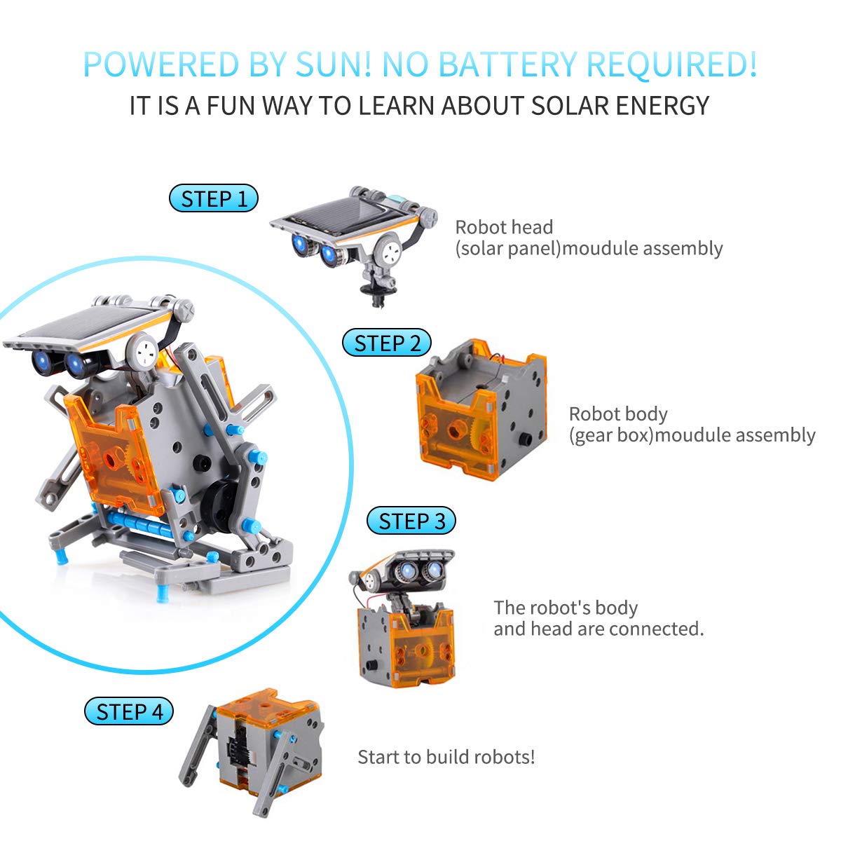LYiUP Solar Robot Kit 12 in 1 STEM Robot Toy Education Learning Science DIY Solar Powered Building Toys for Kids Age 8+ Years Old Boys Girls