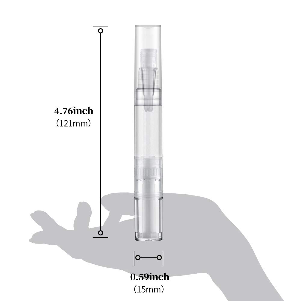 Lisapack 5ml Empty Nail Oil Pen with Brush, Twist Pen for Cuticle Oil Applicator, Teeth Whitening Container for Cosmetic, Lip Gloss (Transparent, Pack of 6)