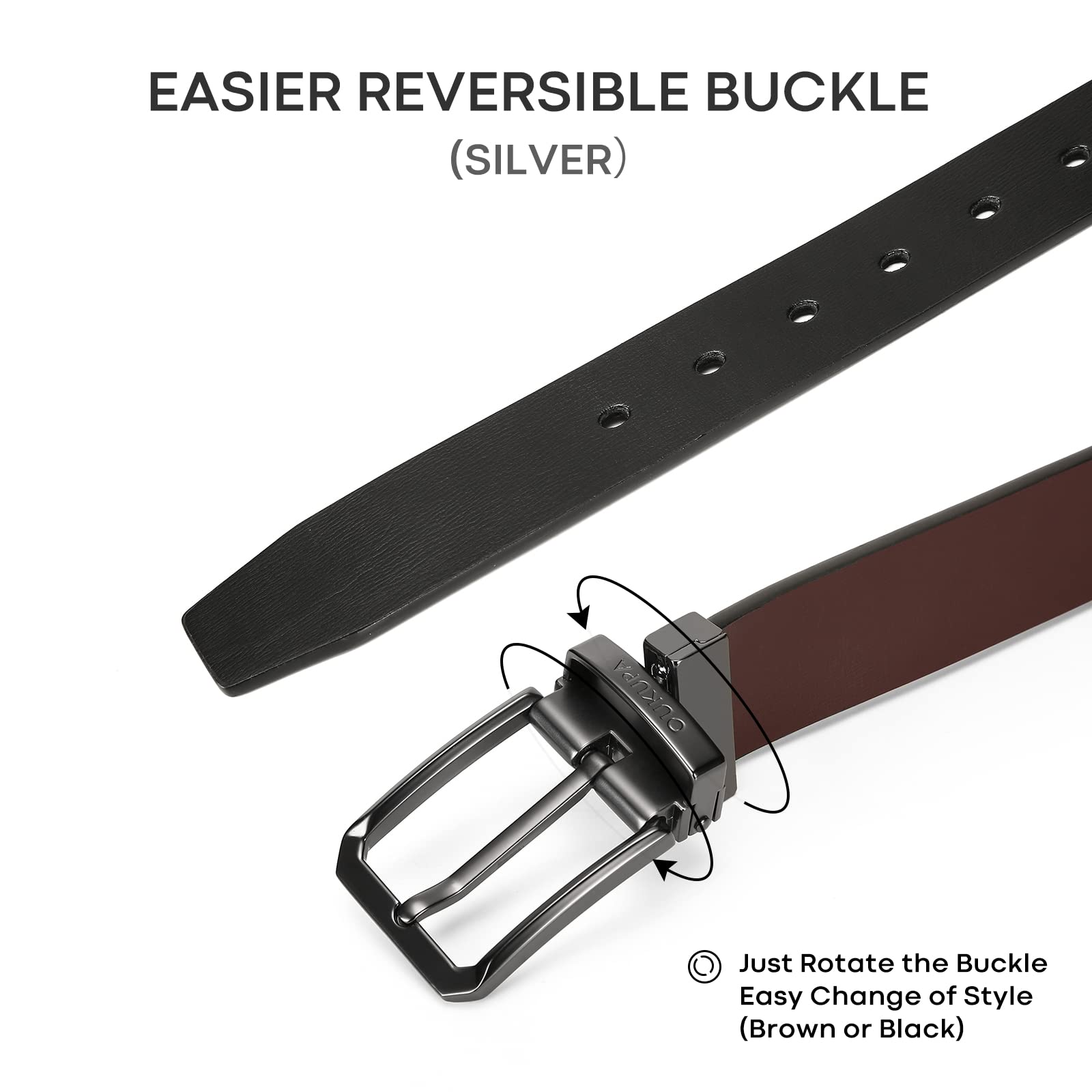 RICH LEAF Reversible Belts for Men Black Brown Genuine Leather Belts Jeans Classic Business Dress Prong Buckle With Gift Box