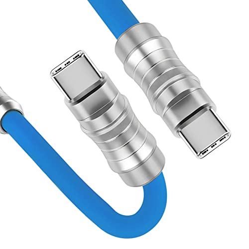 WLGQ USB C to USB C Cable, PD100W Skin-Friendly Liquid Silicone Material Fast Charging Cable USB Type C Interface Device Universal Charging Cable(Blue-6.6ft-2pcs)