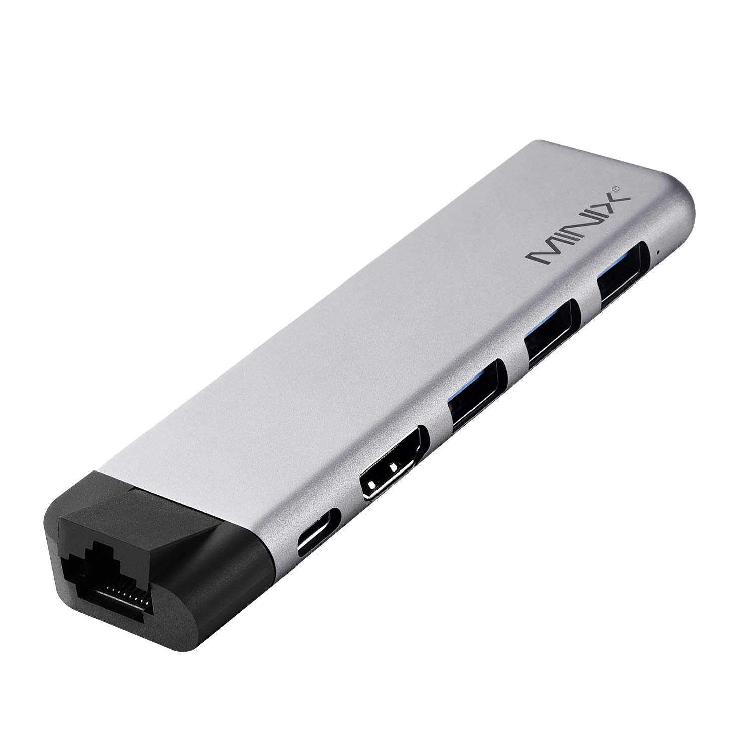 MINIX Aluminum USB-C multiport Hub-Gigabit Ethernet, 4K UHD,USB 3.0x3,SD/Micro SD Reader, USB-C-PD, Compatible with Apple MacBook Air and MacBook Pro. (Space Gray) Sold Directly