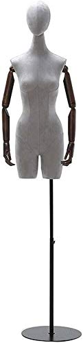 Mannequin Torso Mannequin Dress Form Torso Adjustable Height Female Tailors Dummy Dressmakers Mannequin Display Bust Solid Wood Arm Metal Base for Apparel Jewelry Display Stand