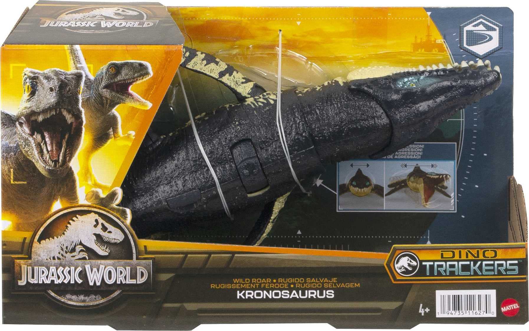 Mattel Jurassic World Dominion Wild Roar Kronosaurus Dinosaur Action Figure Toy with Sound & Attack Action, Plus Downloadable App & AR