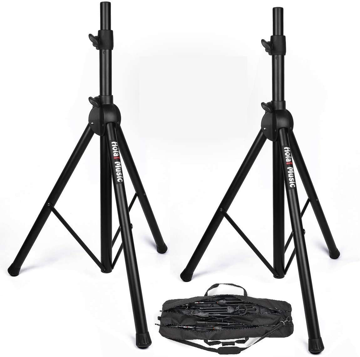 Pair of PA Speaker Stands by Hola! Music, Professional Heavy-Duty Tripod Structure, Model HPS-500PA Bundle with Bag