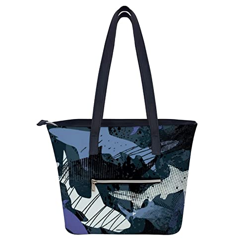 Sharks Grunge Women's Tote Bag PU Leather Shoulder Bag Handbags Purse For Work Shopping Travel