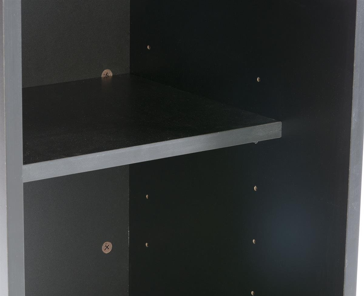 Rolling Wood Podium, 44"H, Locking Wheels, 2 Shelf Open Cabinet, Top Surface with Lip (Black)