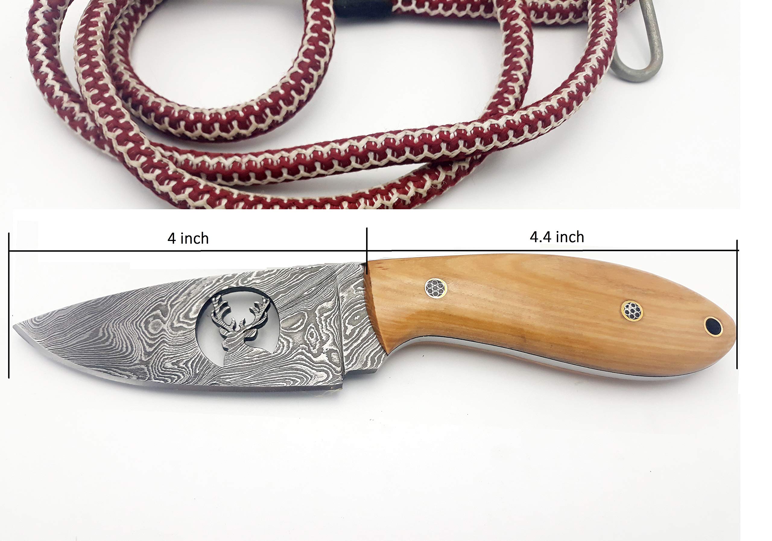 Nooraki REG- 61 Handmade Damascus Hunting knife 8.5 inches Full Tang Stag Head on Blade with Leather Sheath