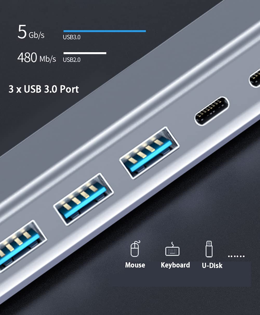 USB C Hub,USB-C Laptop Docking Station,14 in 1 Type C Adapter Compatible for MacBook and Windows(HDMI VGA PD3.0 SD TF Card Reader Gigabit Ethernet USB Ports)