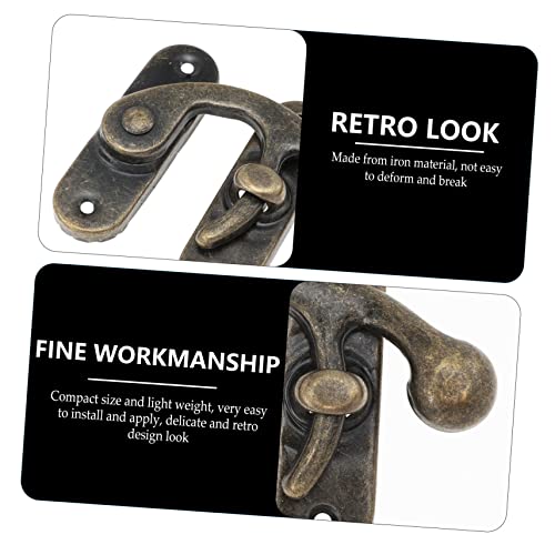 MAJHER 3pcs Buckle Buckle Cabinet Hinges Cabinet Hardware Wooden Jewelry Box Antique Right Hook Hinges for Kitchen Cabinets Cabinet Hasp Latches Right Hook Horn Lock Case Right Lock Hook