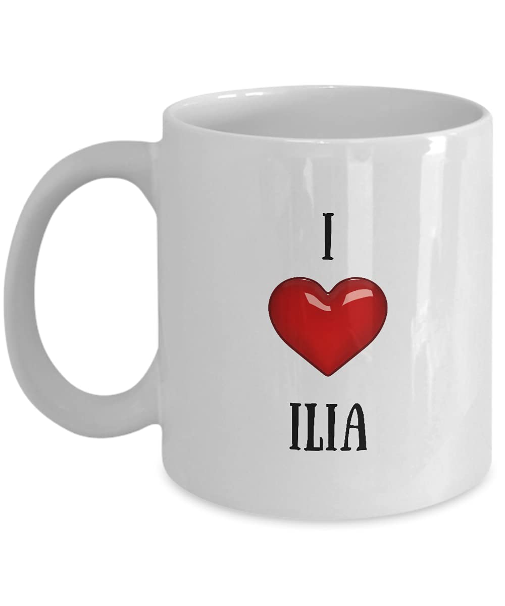 Playful Fox I Love Ilia Coffee Mug With Name Ilia Mug Birthday Gifts for Ilia Cup 11oz PFX42B
