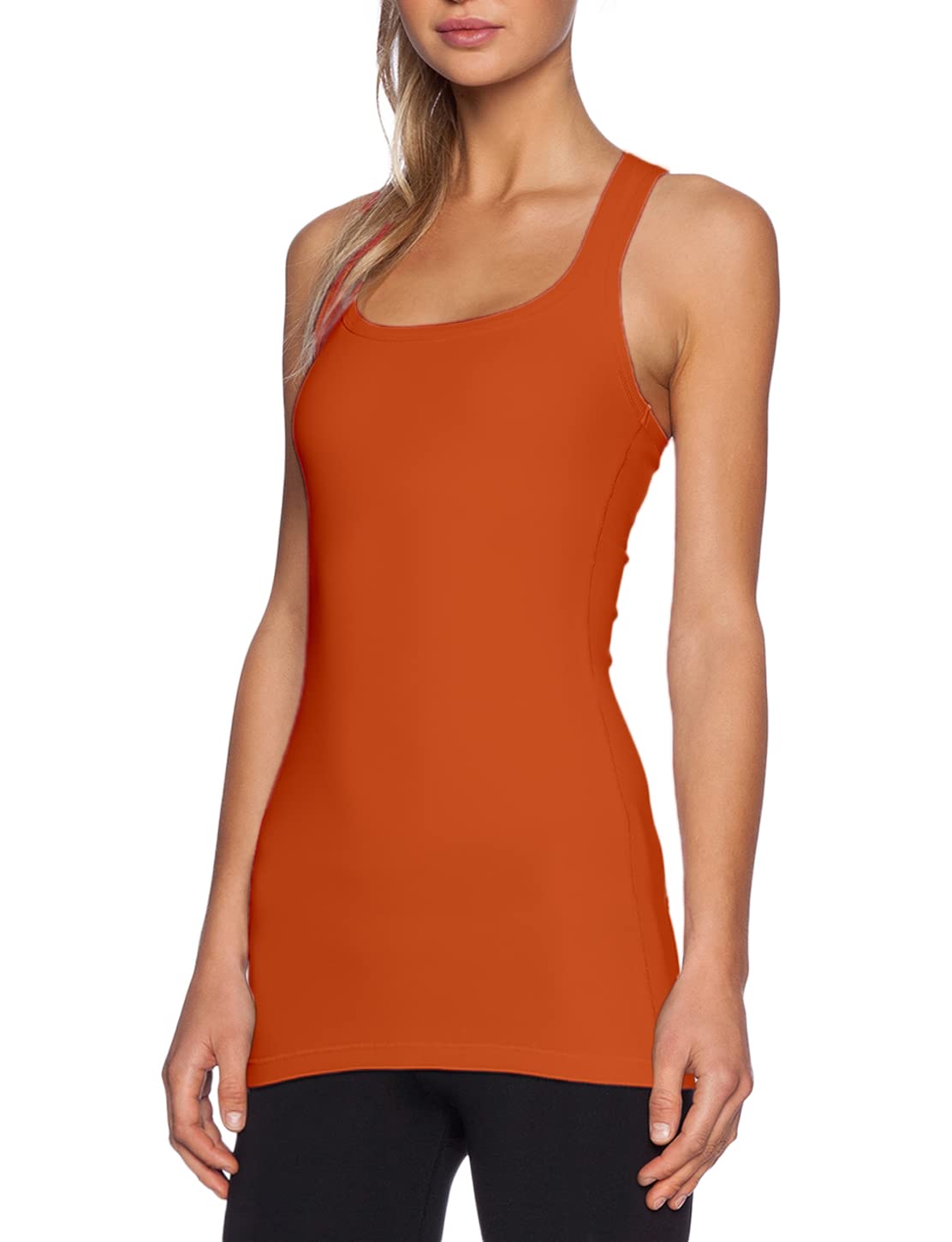 TAIPOVE Racerback Basic Cotton Long Tank Tops Sleeveless Yoga Gym Shirt for Women Layering Camisole Summer 3packs