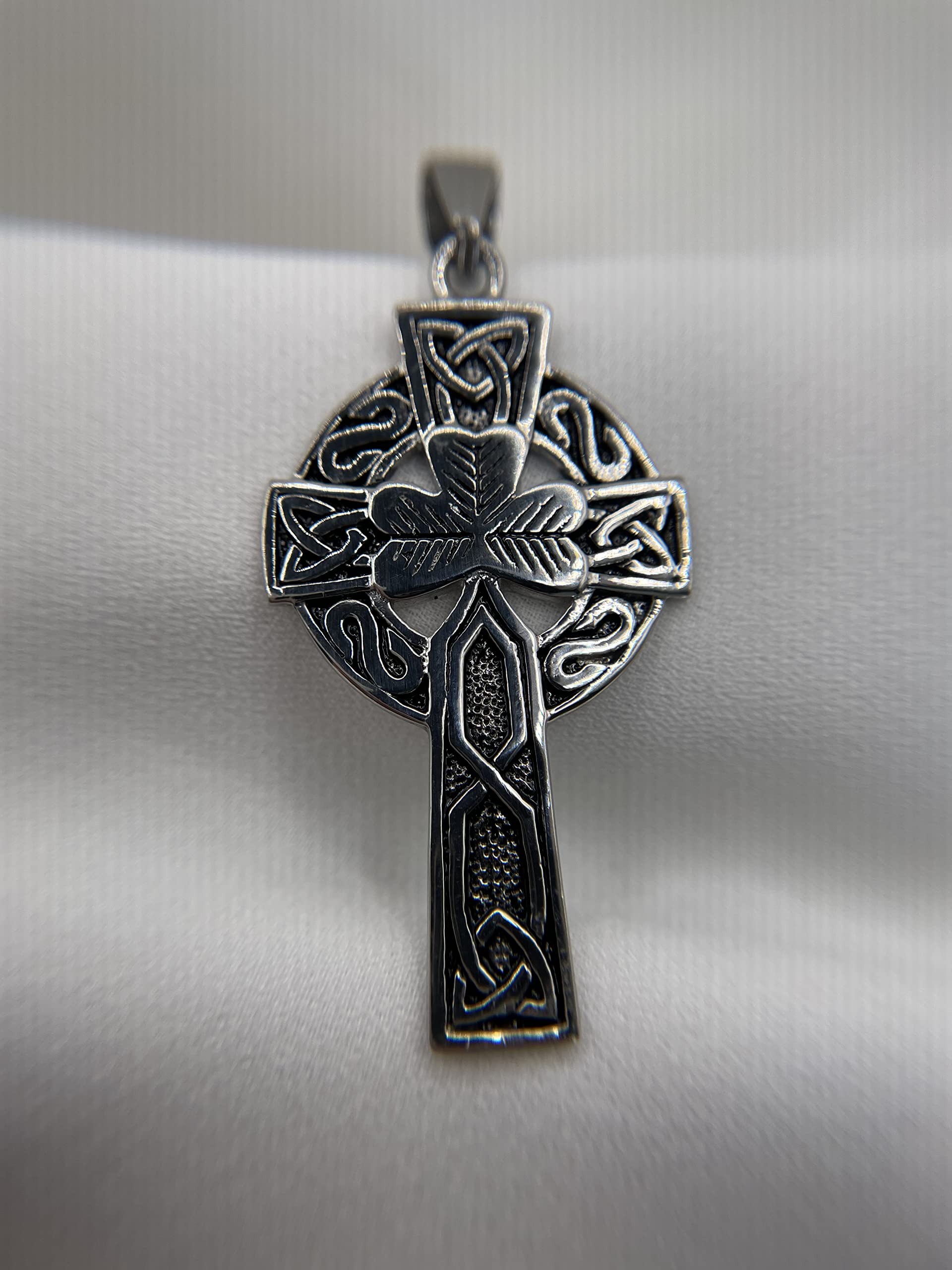 Solid Stainless Steel Celtic shamrock cross pendant