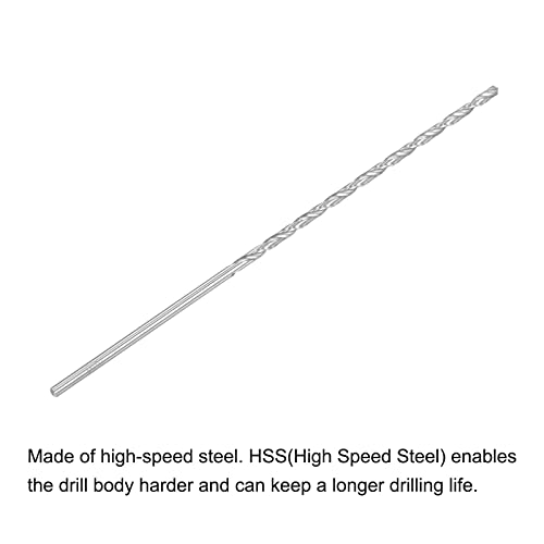 uxcell HSS(High Speed Steel) Extra Long Twist Drill Bits, 3.2mm Drill Diameter 160mm Length 4 Pcs
