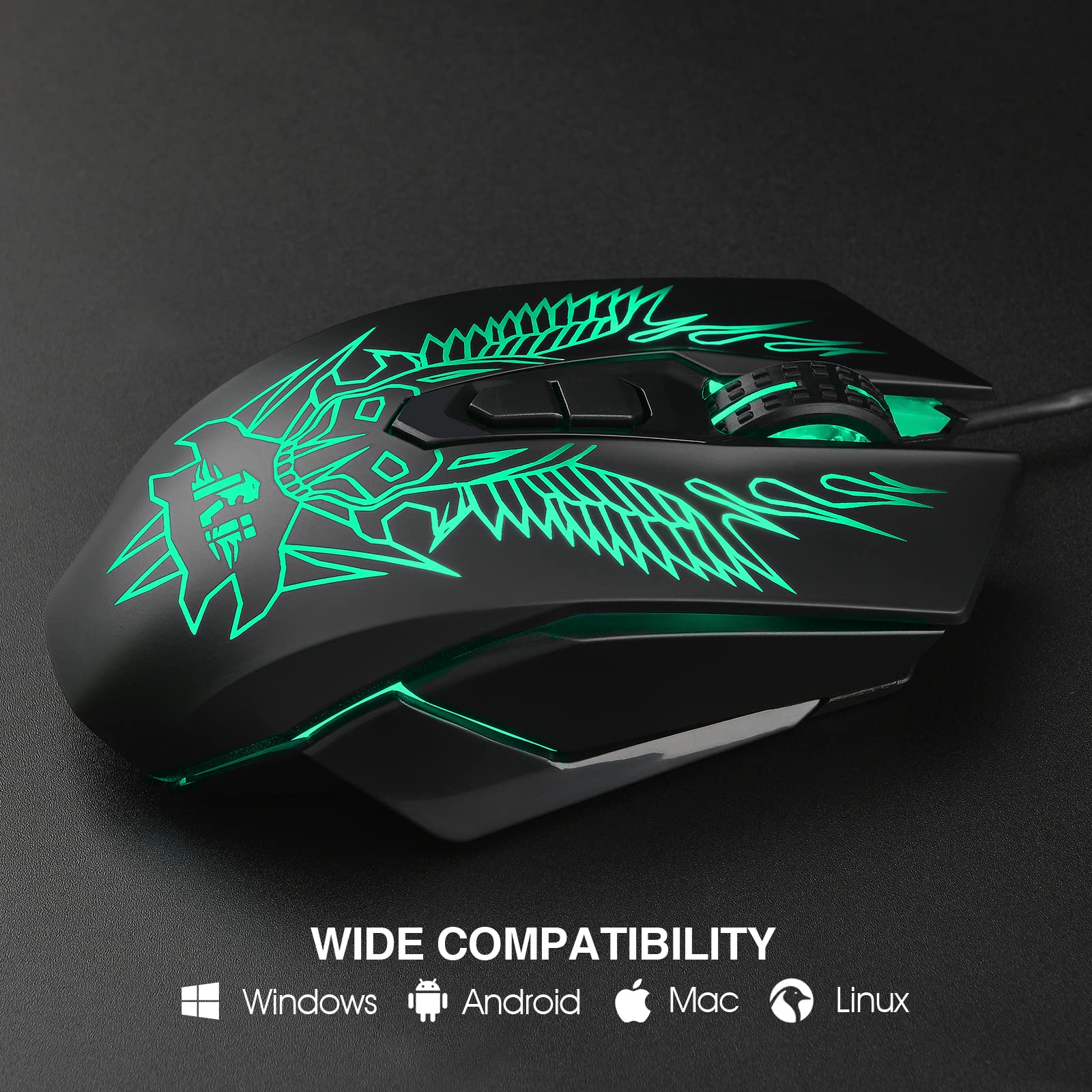 Rii Wired Gaming Mouse,Ergonomic Optical Mice with RGB Backlit,6 Programmable Buttons,1200 to 12800 High-Precision Adjustable DPI,Ergonomic PC Gaming Mouse for Windows PC Laptop Gamers(Black)