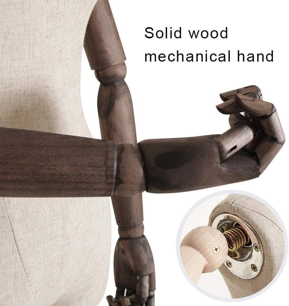 Mannequin Torso Mannequin Dress Form Torso Female Tailors Dummy Dressmakers Dummies Fashion Students Display Bust with Solid Wood Arm Height Adjustable for Apparel Jewelr