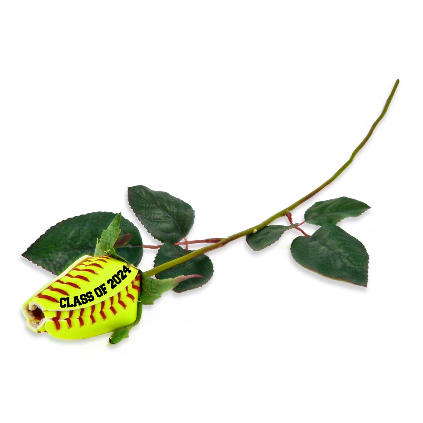 Softball Rose with Graduation Year - Handmade with Authentic Premium Softball Covers - Original Sports Roses Design