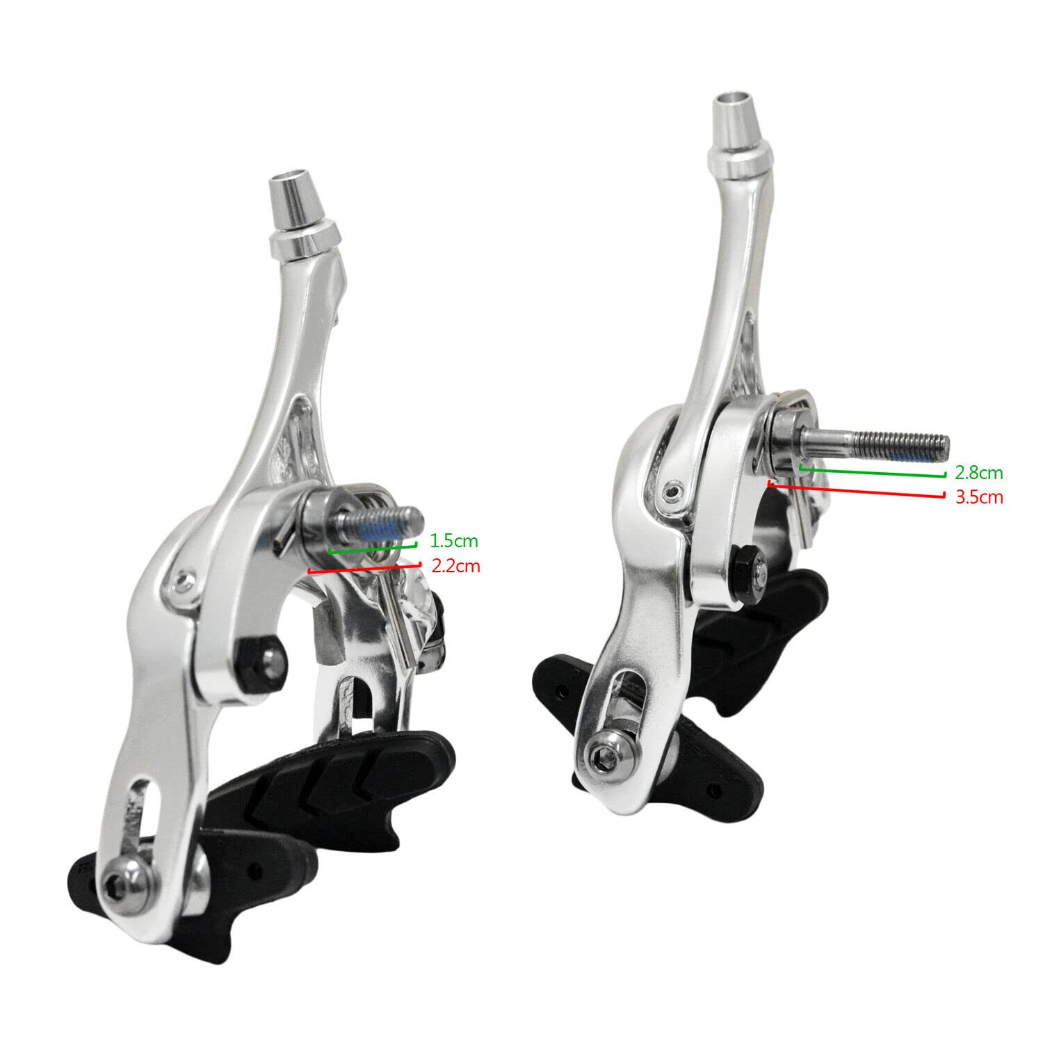 TEKTRO R326 Road Bike Dual Pivot Caliper Brake Set (Front + Rear), Silver, MH2651