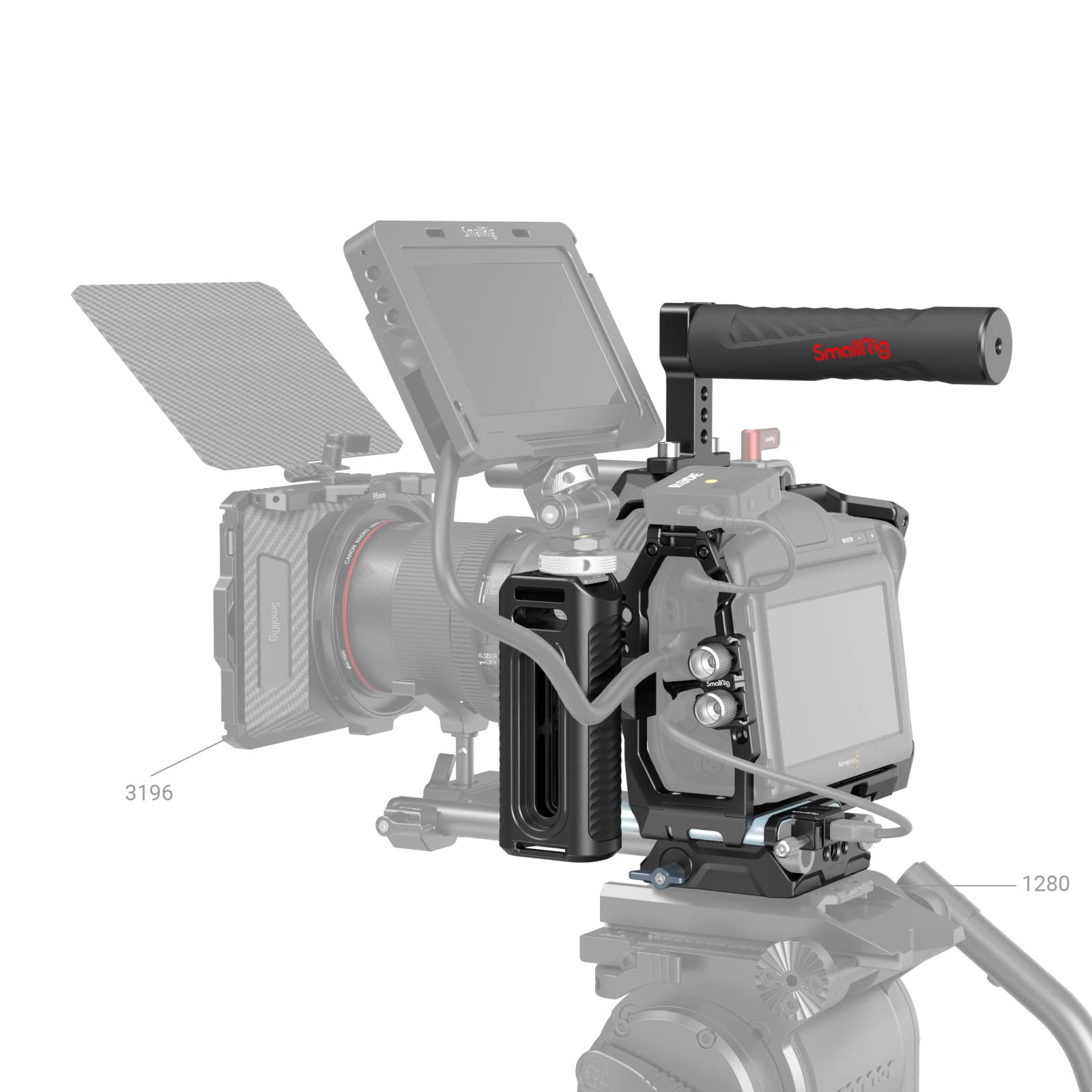 SmallRig Camera Cage Kit for BMPCC 6K Pro / 6K G2, with Camera Cage, 15mm Baseplate, Top Handle, Side Handle, Cable Clamp for HDMI, SSD Mount for BMPCC 6K Pro / 6K G2-3584