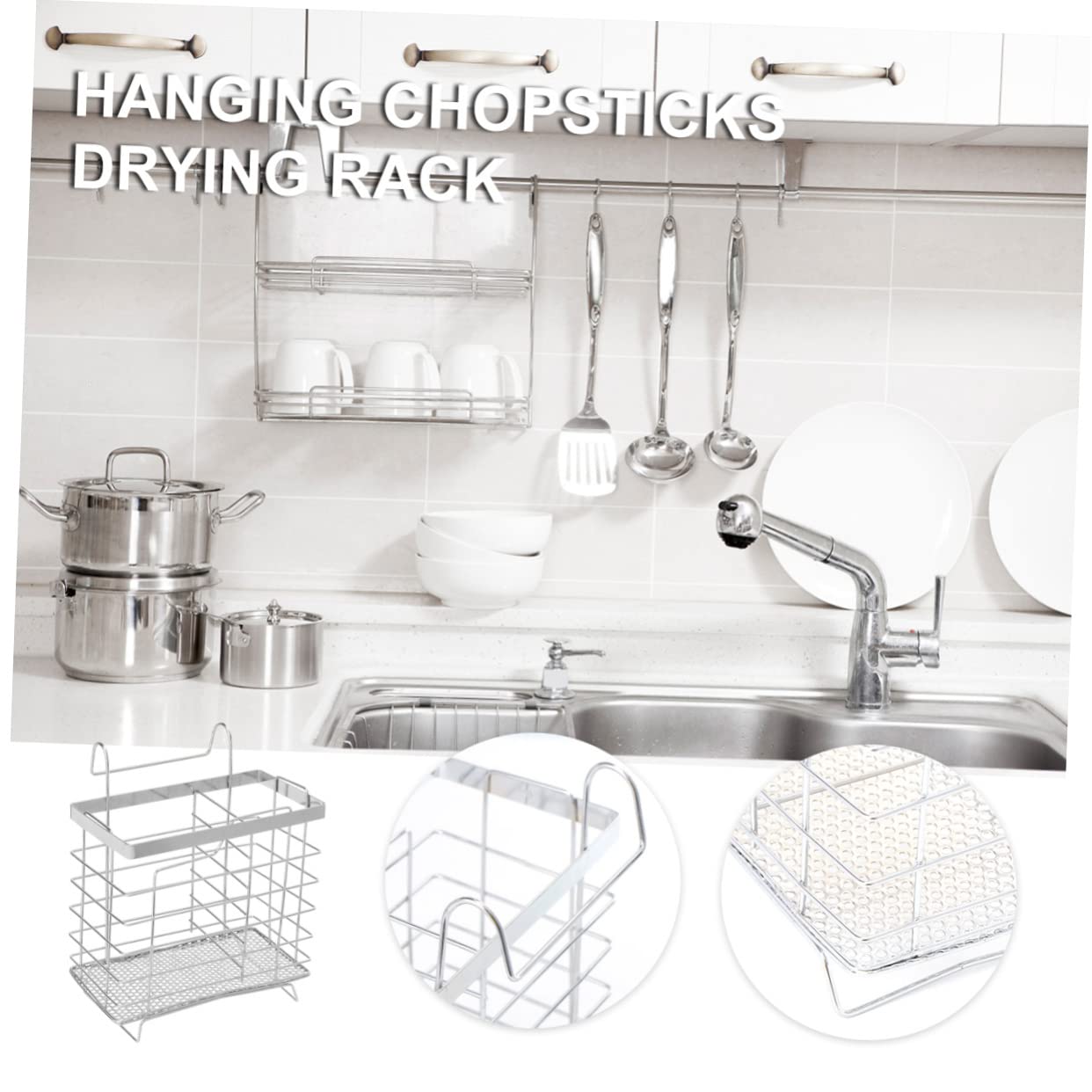 PACKOVE Drying Rack Holder Countertop Stainless Steel Sponge Holder Metal Utensil Drying Rack Flatware Storage Mesh Metal Chopsticks Chopstick Utensil Holder Steel Wire Dryer