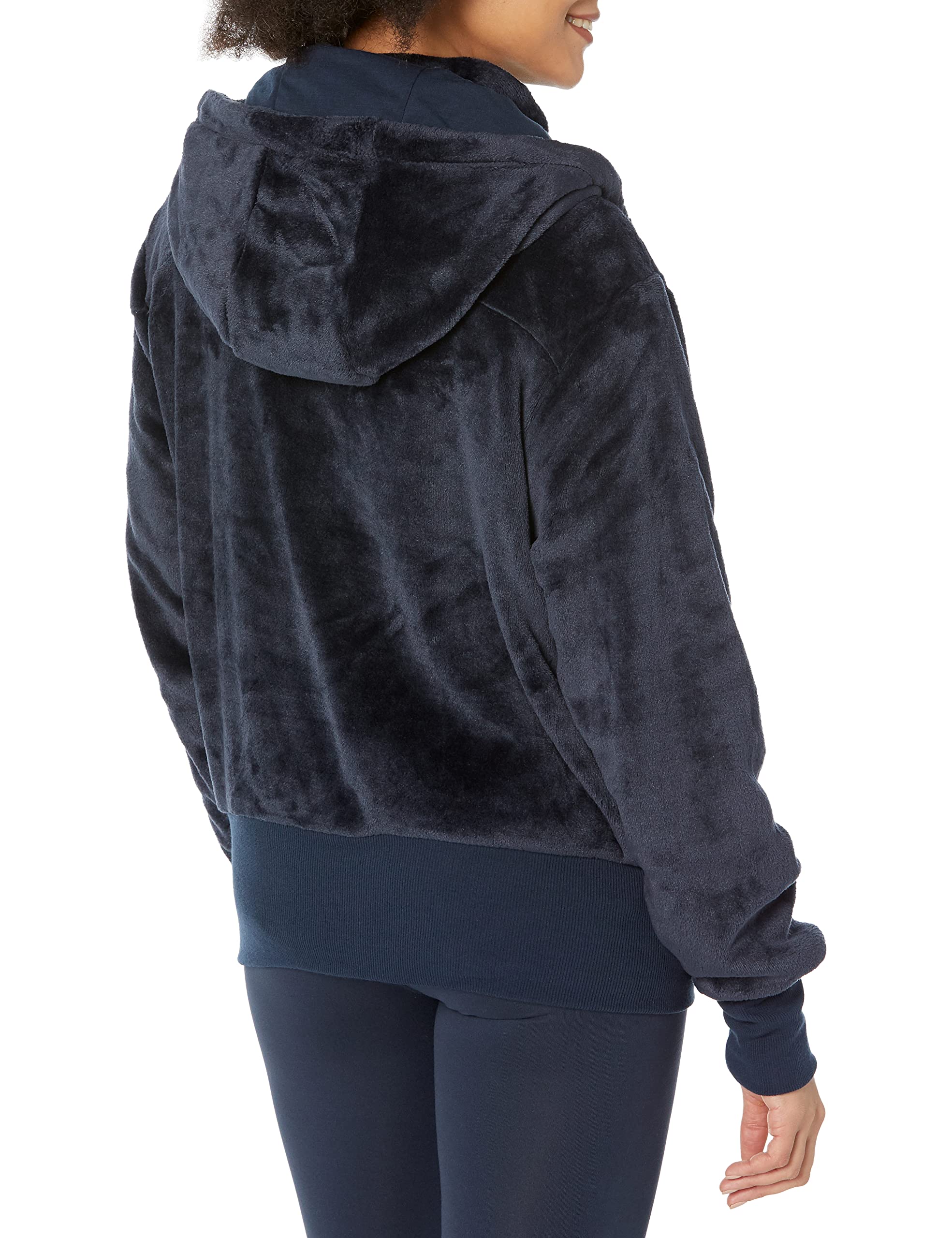 Spalding Women's Sherpa Hooded Jacket, Navy Blazer, Large