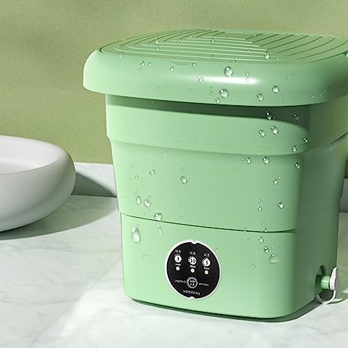 LAAAZY Mini Washing Machine Foldable, Collapsible Travel Washing Machine with Drainage Basket, Mini Small Washer with Adapter for Home, Apartment and Camping