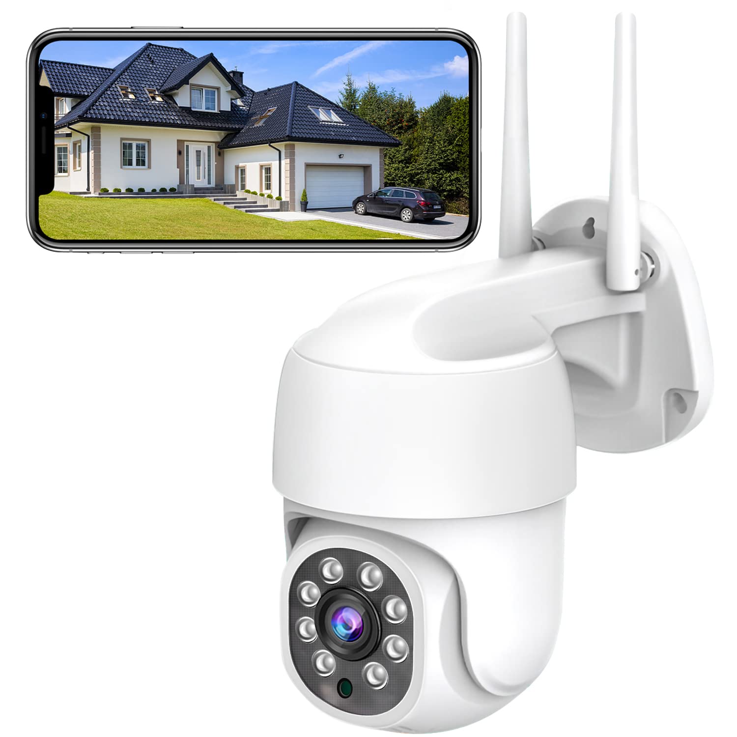 WOOLINK 2K Security Camera for Outdoor, Wireless WiFi, 360 ° Pan-Tilt 3MP UHD for Home Security System (2.4ghz Only) Surveillance Camera 2-Way Talking, Motion Detect and Night Vision
