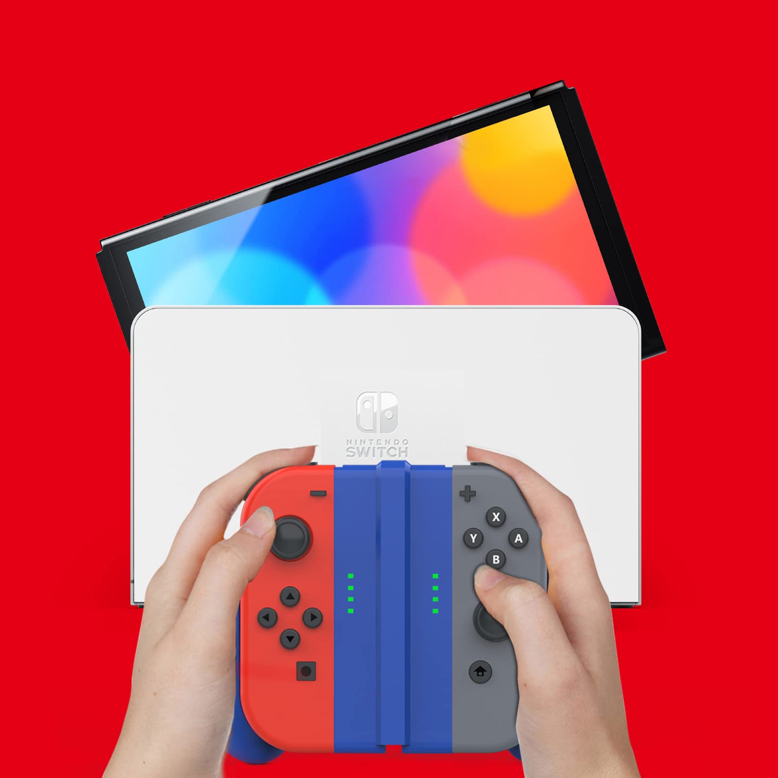 NBCP Joy Con Grips Accessories Kit for Nintendo Switch OLED Joycon,Nintendo Switch Animal Crossing & Switch Joy-Con Blue