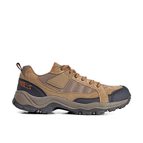 Nord Trail Mt. Hunter Low II Hiking Boots for Men - Taupe & Orange Suede Boot - 9.5