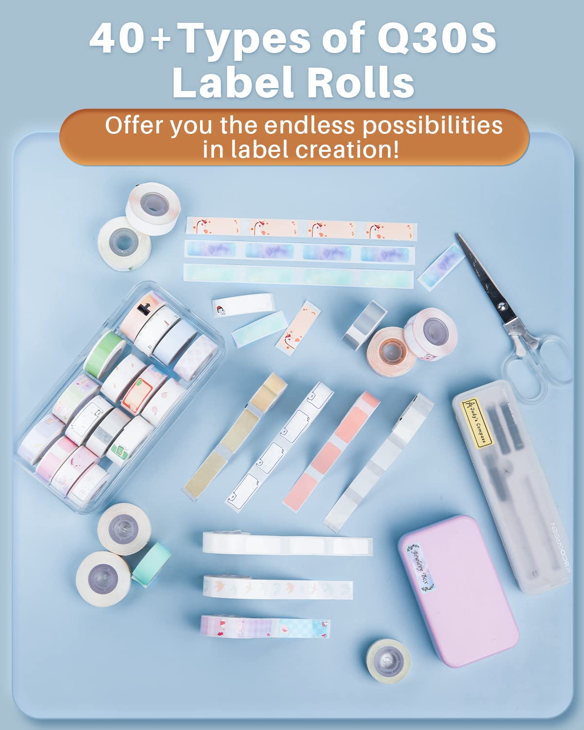 Label Maker Machine with Tape, Bluetooth Thermal Mini Label Printer, Q30S Label Makers for Jars,Small Portable Sticker Maker for Office Supplies, Organizing Storage,Barcode, Mailing, Home