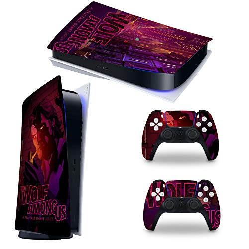 Playstation 5 Digital Edition Skin Set – Funny Game - HD Printing Vinyl Skin Cover Protective for PS5 Digital Edition Console and 2 PS5 Digital Edition Controller