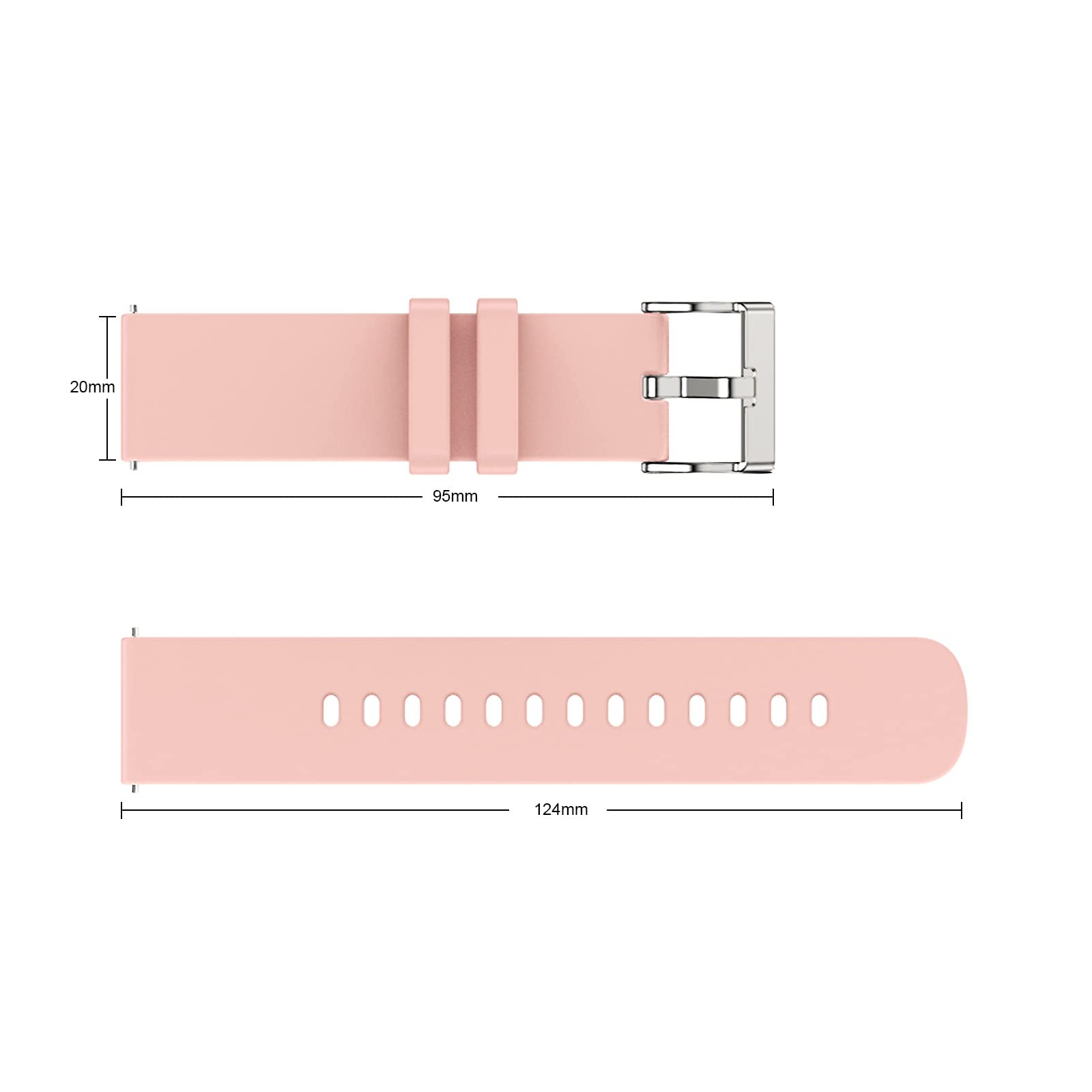 woednx Smart Watch Band,20mm Replacement Straps Band for Smart Watch, soft skin-friendly silicone quick release, smart watch wristband(Pink+Green)