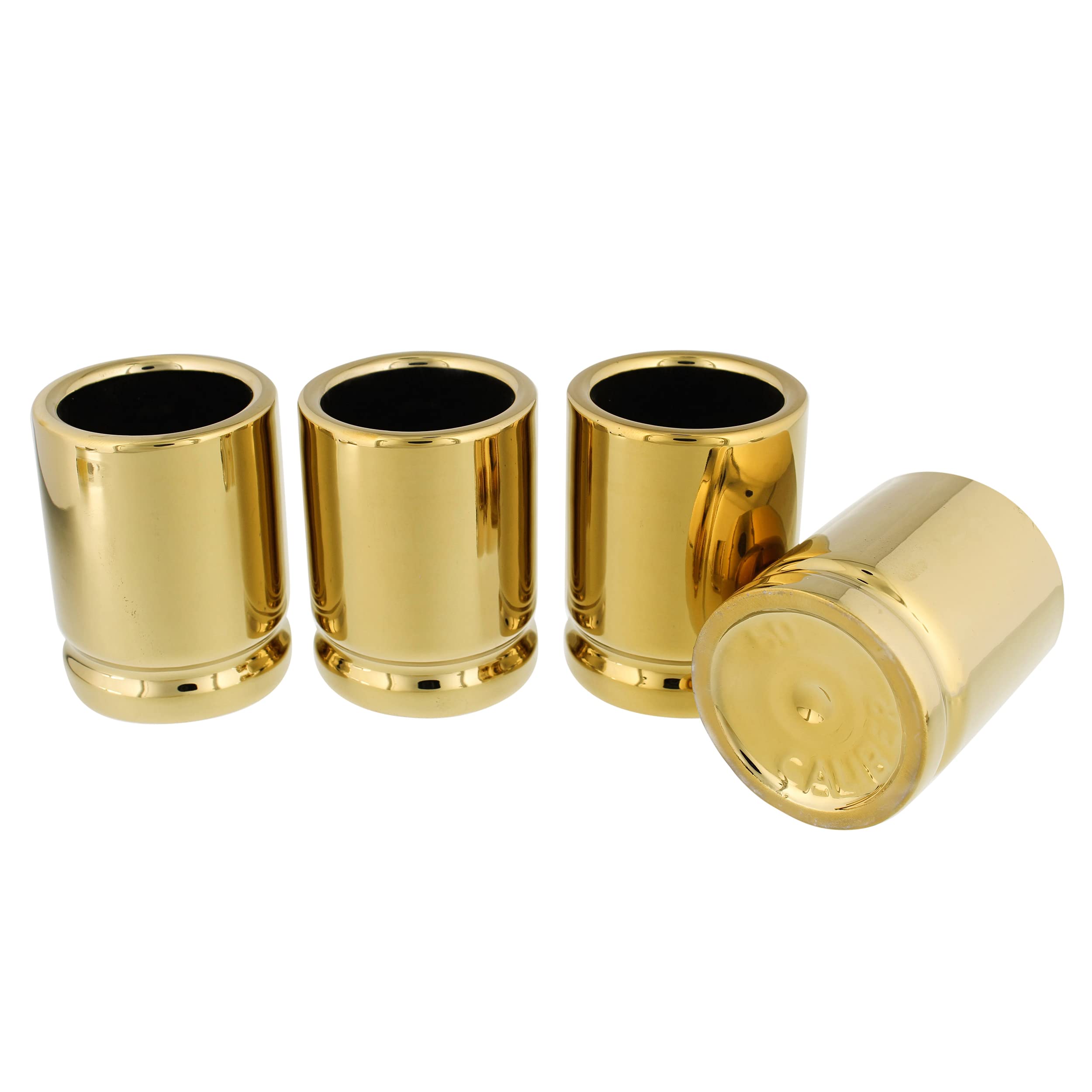 Tactical45 Shot Glass Set - Novelty 50 Caliber Ammo Casing 4pc Gold Shot Glasses for Father’s Day or Groomsmen Gifts