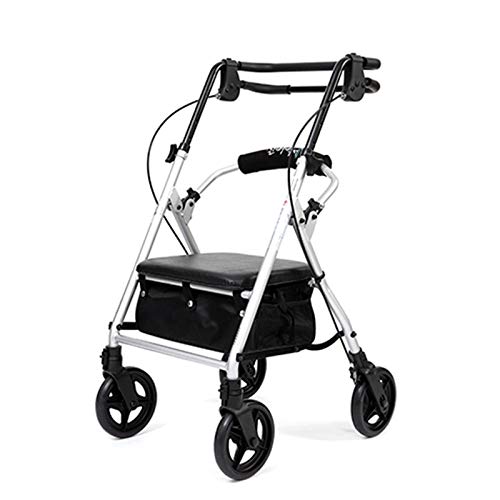 Walker,Lightweight Walkers with Brake, Seniors Aluminum Rollator Walker with Seat, Basket and Wheels, Adjustable Height, Backrest Outdoor,Supports 220 lbs