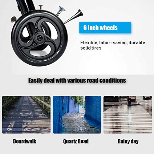Walker,Rollator 4 Wheel Lightweight Folding Walker Frame with Underseat Basket Adjustable Seat and Handle Height Walking Mobility Aid Foldable Walking aids with Seats and Wheels That fold Outdoor