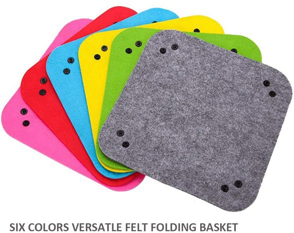OliviaLiving Felt Valet Tray, Fold Felt Desktop Storage Basket Makeup Organizing Basket for Home Office Writing Desk Lovely Caddy Containers (Multi-Color,6-Pack)