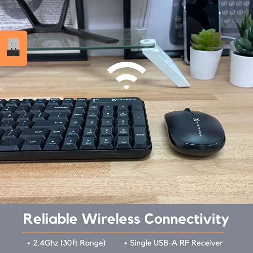 Wireless Keyboard Mouse Combo, X9 Performance Small Full Size Wireless Mouse and Keyboard Combo - 20% Smaller Cordless Keyboard and Mouse Set to Save Space for Windows, Laptop, Computer, Desktop, PC