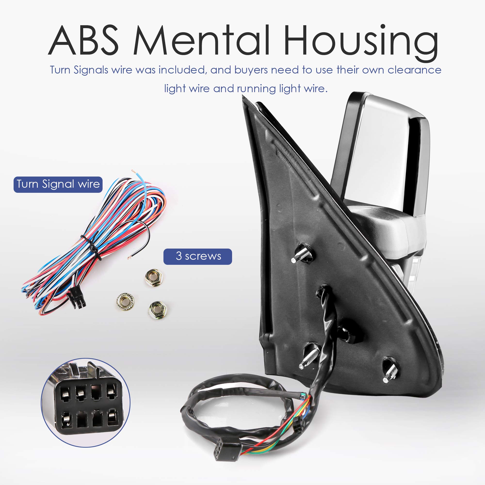 MOSTPLUS Power Heated Towing Mirrors Compatible for Chevy Silverado Suburban Tahoe GMC Serria Yukon 1999-2002 with Sequential Turn light, Parking Lamp, Running Light(Set of 2) (Chrome)