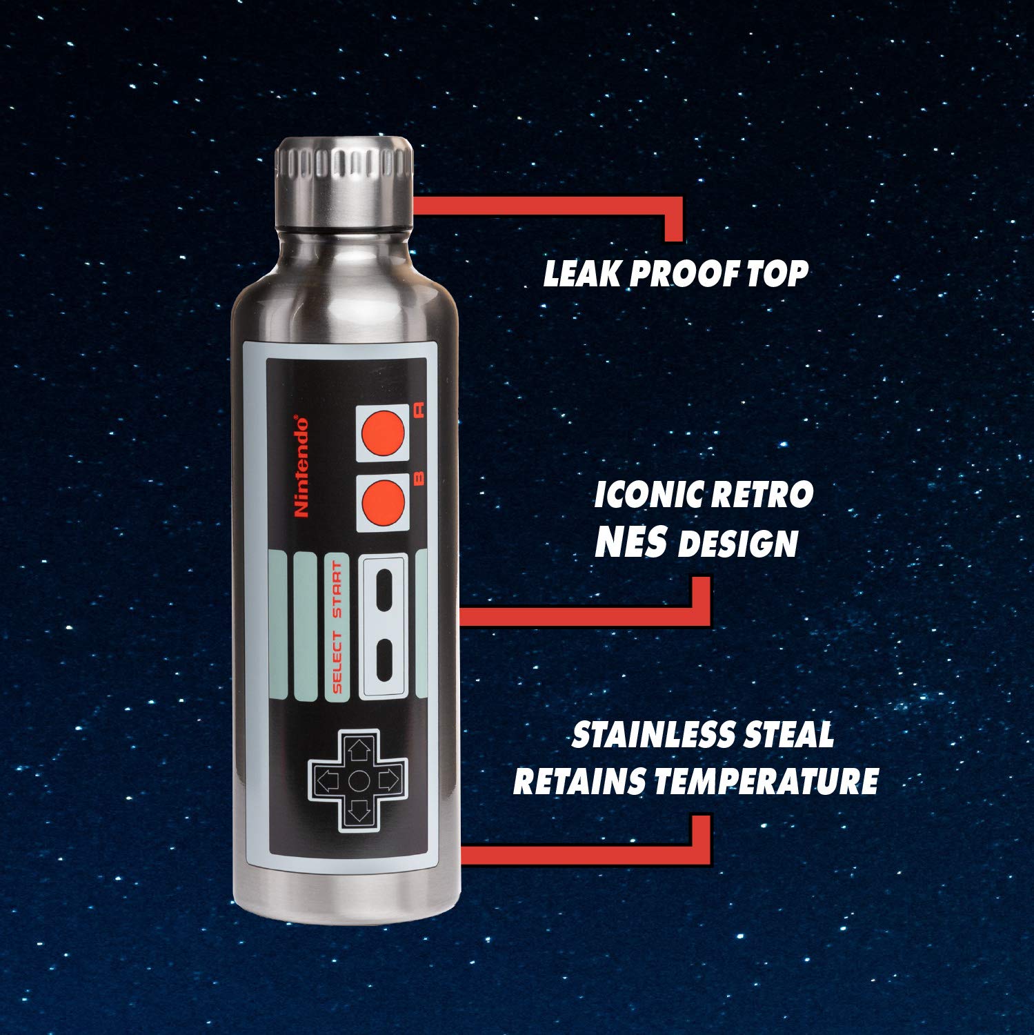 Paladone NES Metal Water Bottle, Regular, Multicolor
