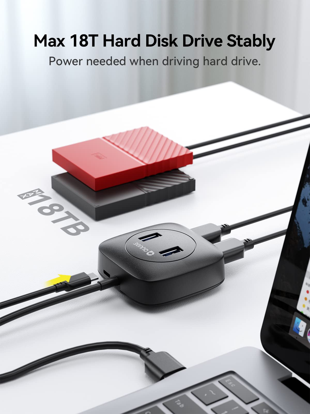 USB Hub 3.0, QUUGE 4-Port USB Splitter for Laptop [4ft Cable], Multi Port USB-A Expander with Micro Power [Fast Data Tranfer] Compatible with Keyboard, Mouse, Mobile HDD, Flash Drive, Printer PC
