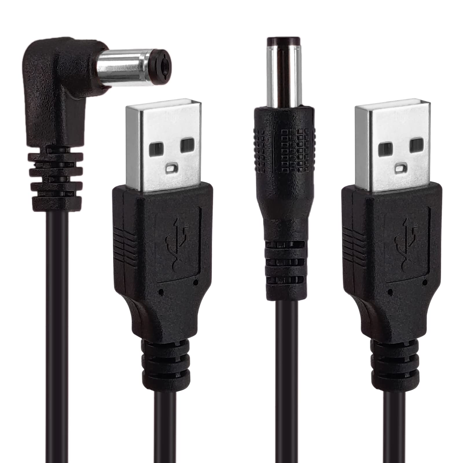 Yeebline USB to DC 5.5x2.1mm Power Cord, 2-Pack 3FT USB 2.0 A Type Male to DC 5.5 x 2.1mm DC 5V Power Plug Charger Connector Charging Adapter Cable