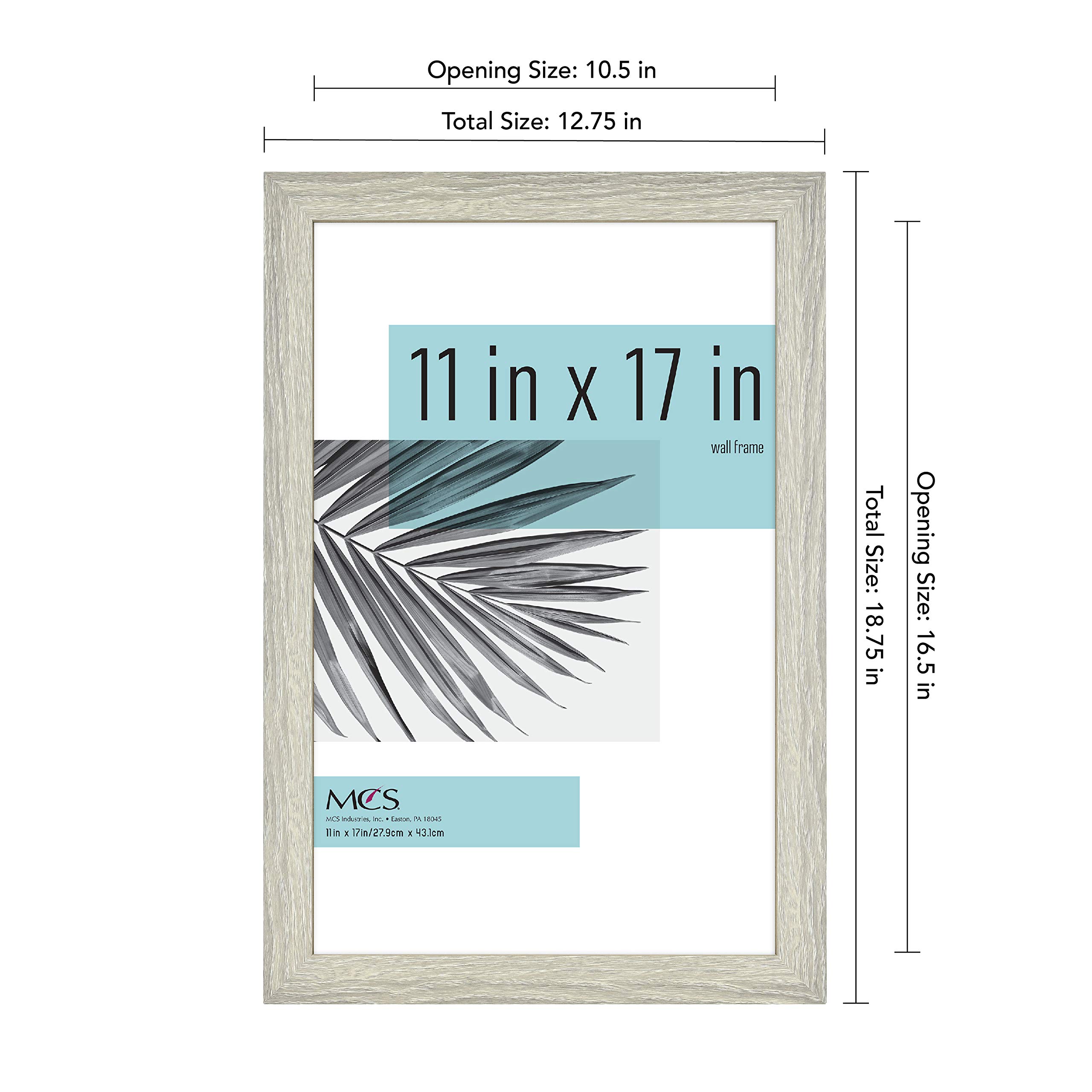 MCS Studio Gallery 11x17 Picture Frame Gray Woodgrain, Rectangle Photo Frame for Photos, Posters & Art Prints (2-Pack)
