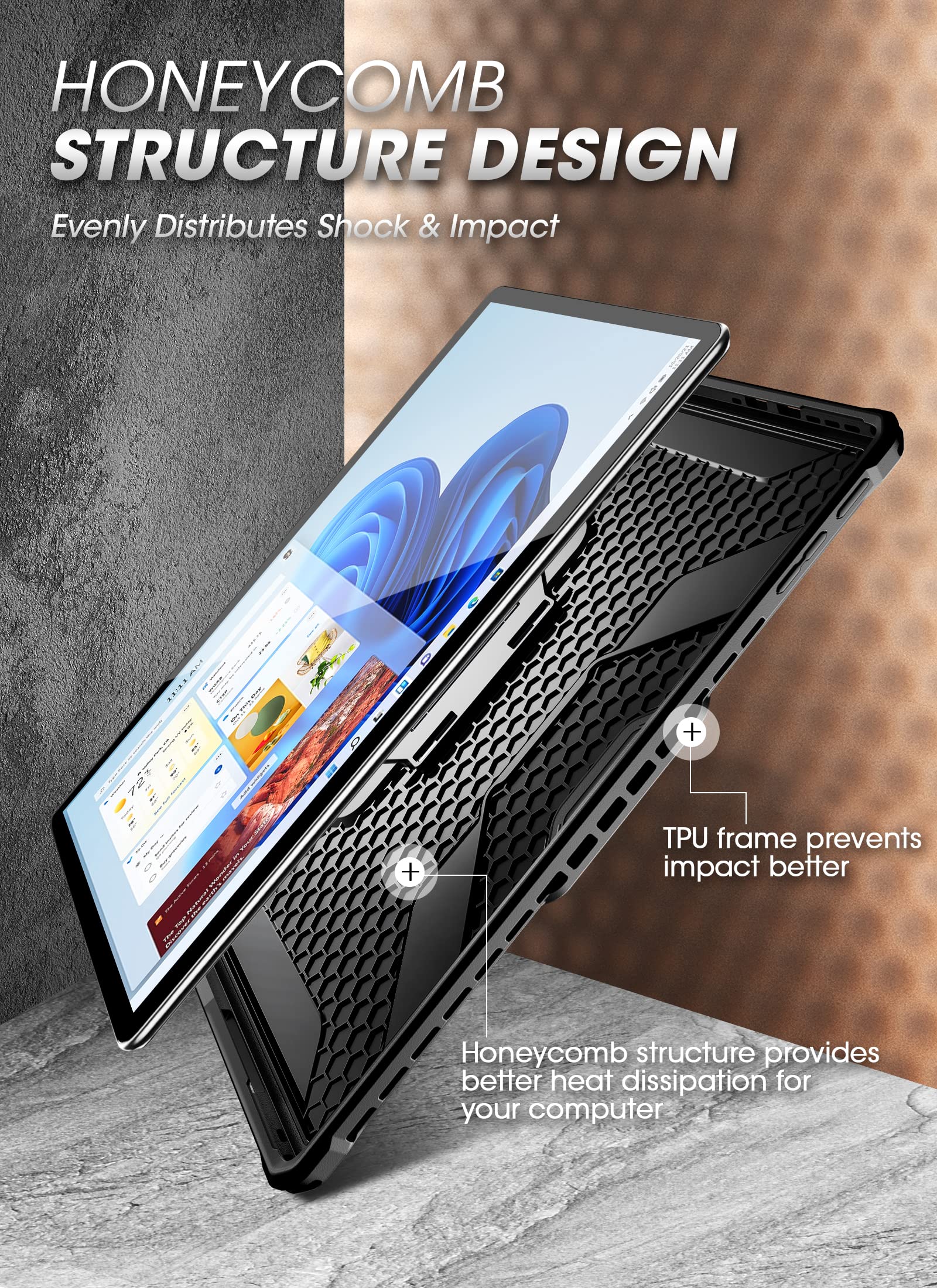 SUPCASE for Microsoft Surface Pro 11 Case with Stand (Unicorn Beetle Pro), [Pen Holder] [Military-Grade Protection] Heavy Duty Rugged Tablet Cover for Surface Pro 11 / Pro 10 / Pro 9, Black