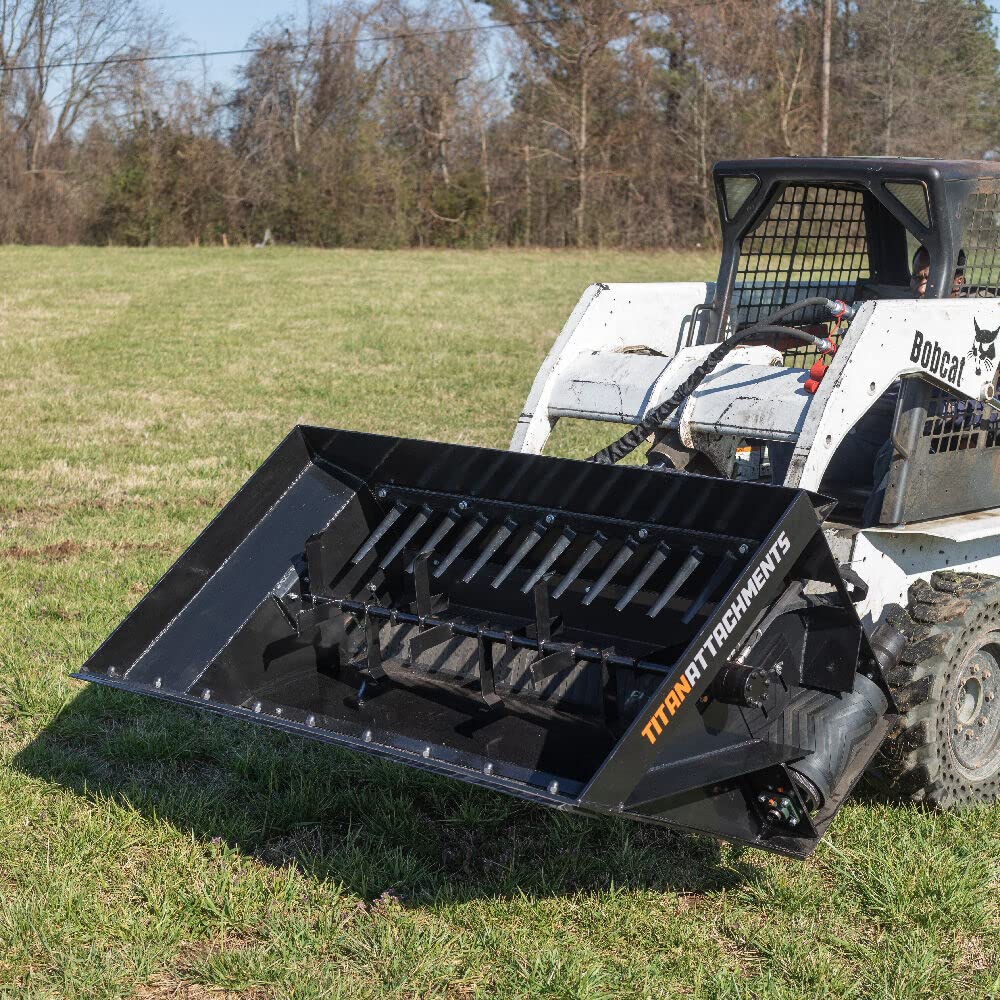 Titan Attachments 72-in Side Discharge Bucket for Sand Mulch Sawdust Spreader