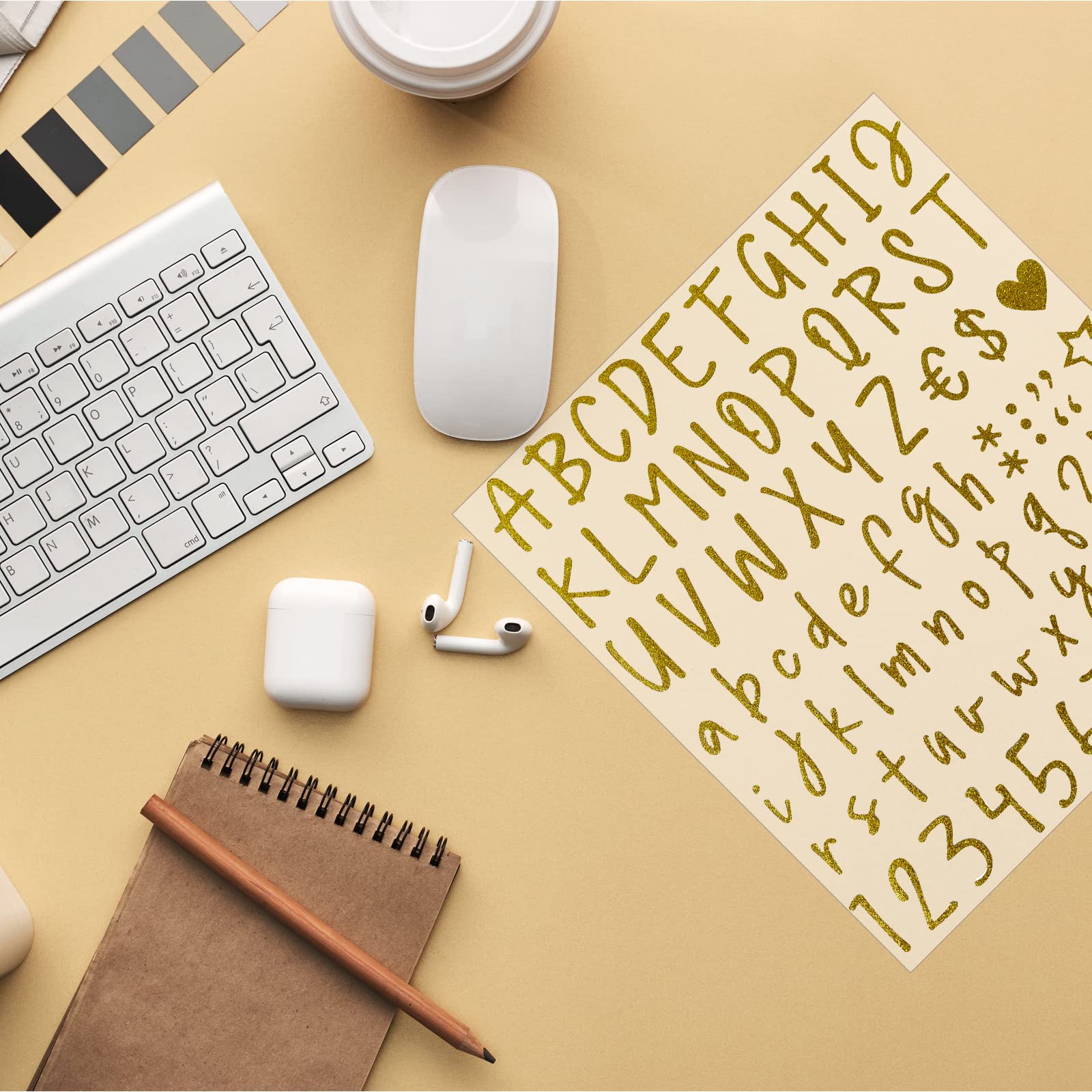Waynoda Glitter Letter stickers 10 Sheets 810 Pieces Self-Adhesive Alphabet Number Stickers, Graduation Cap Letter Stickers for Sign, Mailbox, Notebook, Classroom Decor, Business, Address Number
