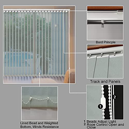 LETAU Cordless Sheer Vertical Window Blinds, Light Fitering, Reduce Sun Glare, UV Protection, White Window Shades for Slidding Door, French window, Room Divider, Glass Wall,OverSized Windows¡
